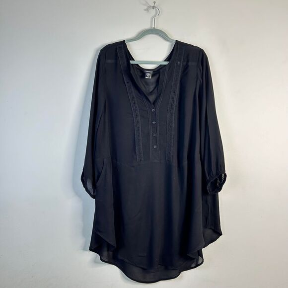 torrid | Tops | Torrid Women Half Button 34 Sleeves Semi Sheer Split ...
